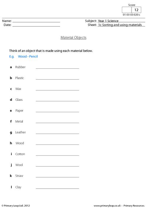 Year 1: Science Printable Resources & Free Worksheets for Kids ...