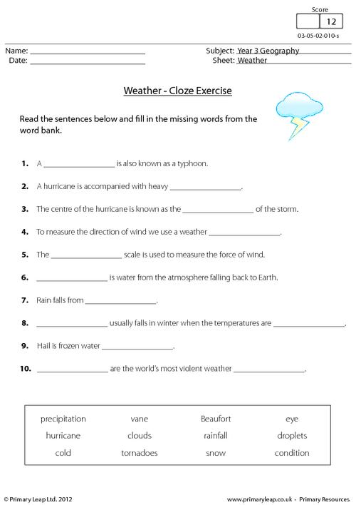 Geography: Extreme Weather Conditions Tornadoes | Worksheet ...