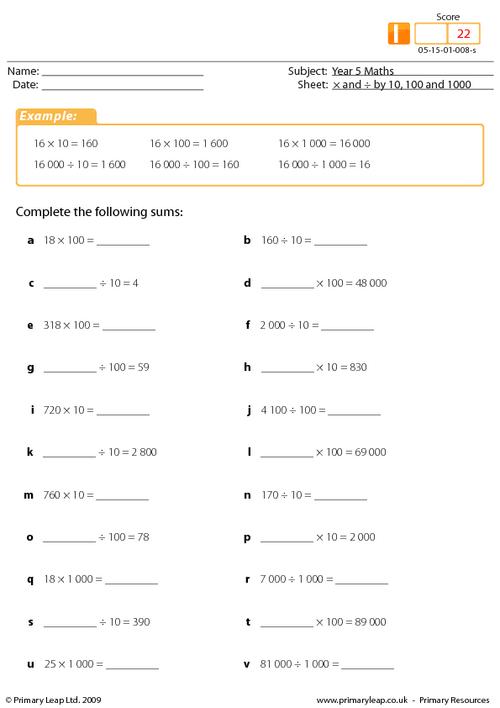 Year 5: Numeracy Printable Resources & Free Worksheets for Kids ...