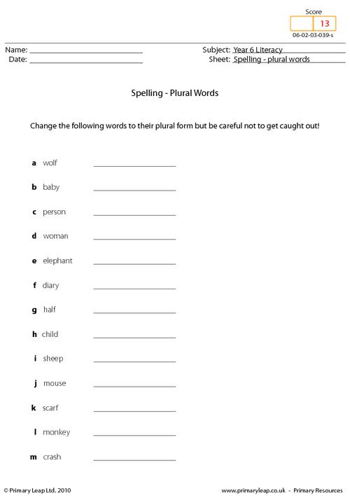 Literacy: Changing plural nouns to singular nouns | Worksheet ...